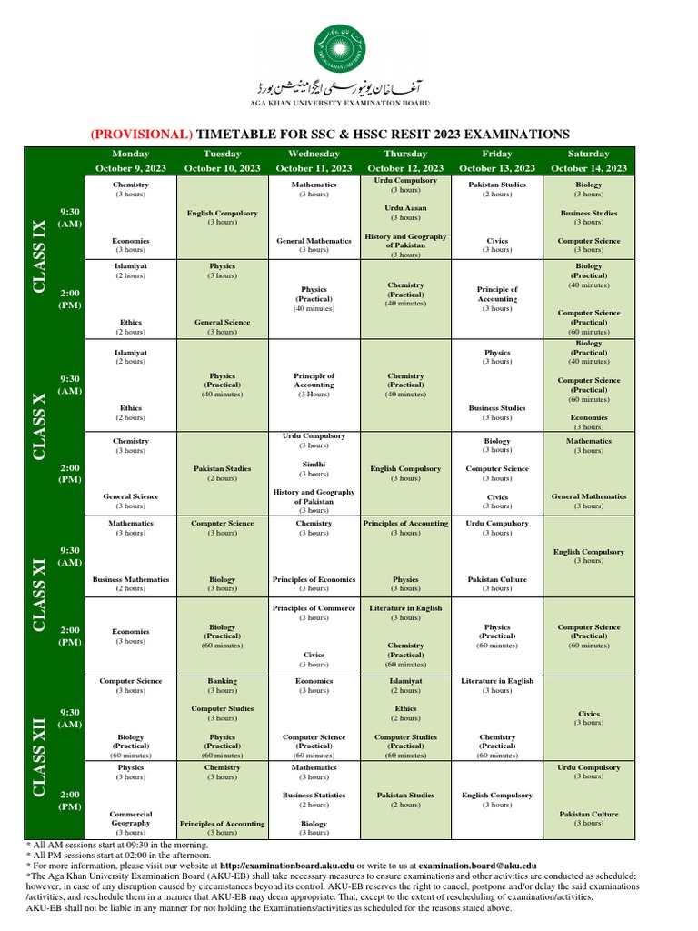 Provisional Timetable Resit 2023 | Download Free PDF | Science