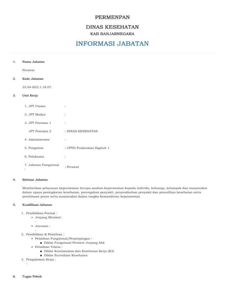 Anjab ABK Perawat Ahli Muda | PDF