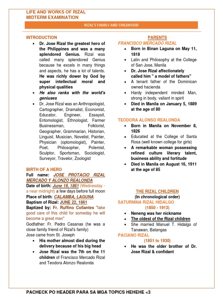 Midterm Life and Works of Rizal | PDF
