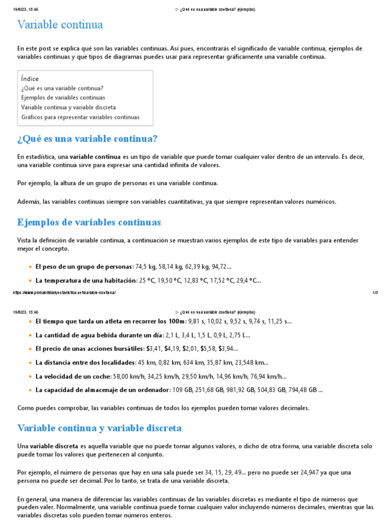 6 ¿Qué Es Una Variable Continua - (Ejemplos) | PDF