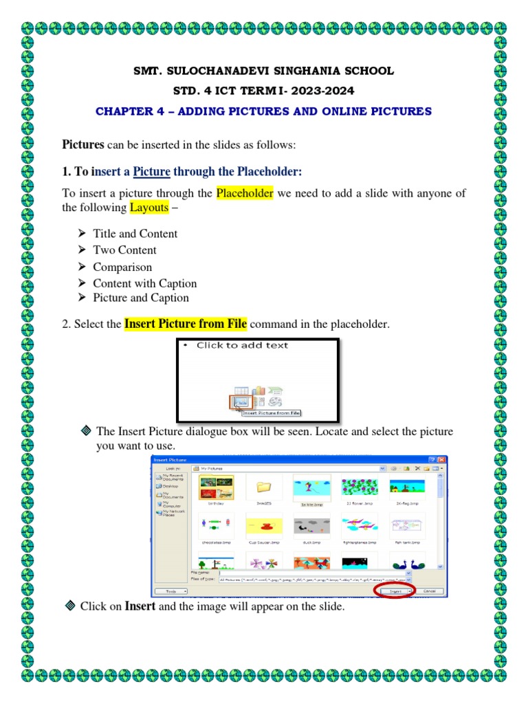Adding Pictures in ICT Slides | PDF