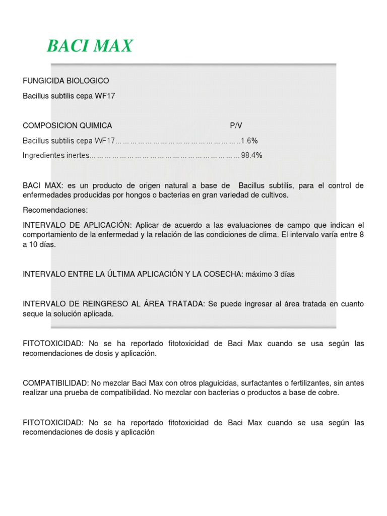FT Baci Max-1 | PDF | Organismos | Cultivos