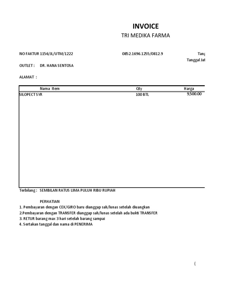 Faktur Dr. Hana Sentosa Fixx | PDF