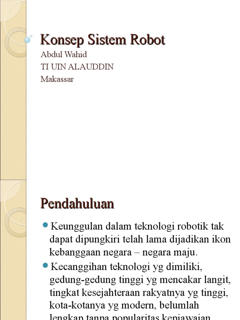 Konsep dan Klasifikasi Sistem Robot | PDF