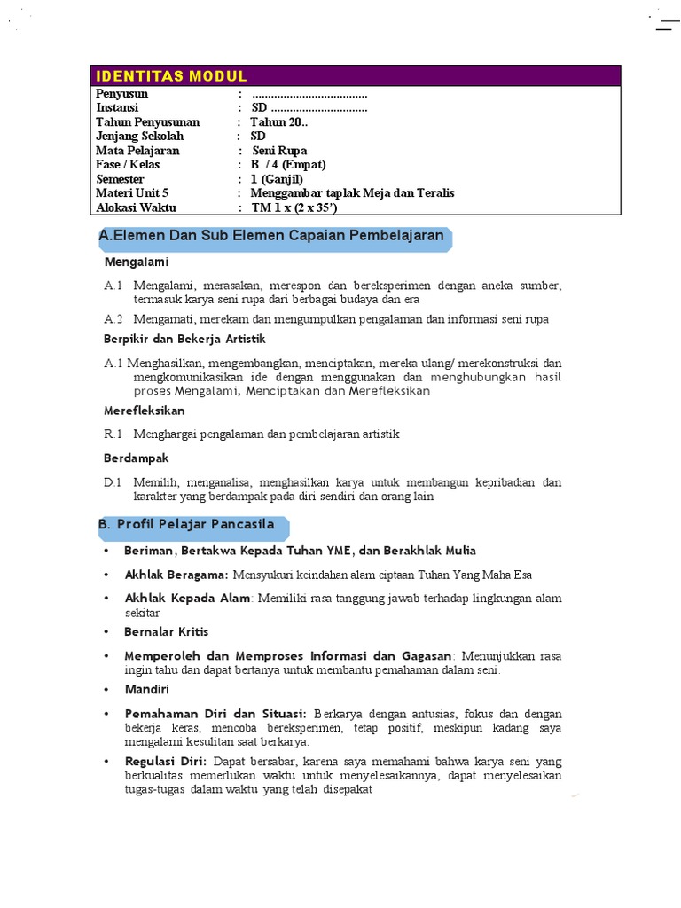 Modul Ajar Seni Rupa Unit 5 | PDF