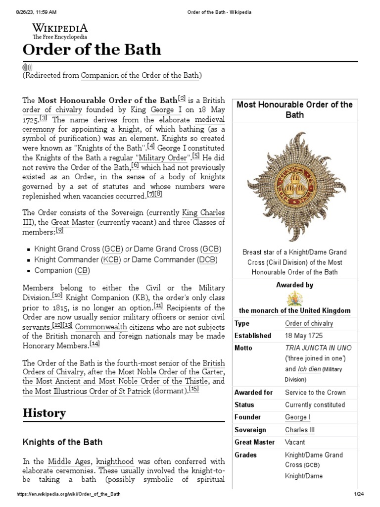 Overview of the Order of the Bath | PDF | Heraldry | Orders ...