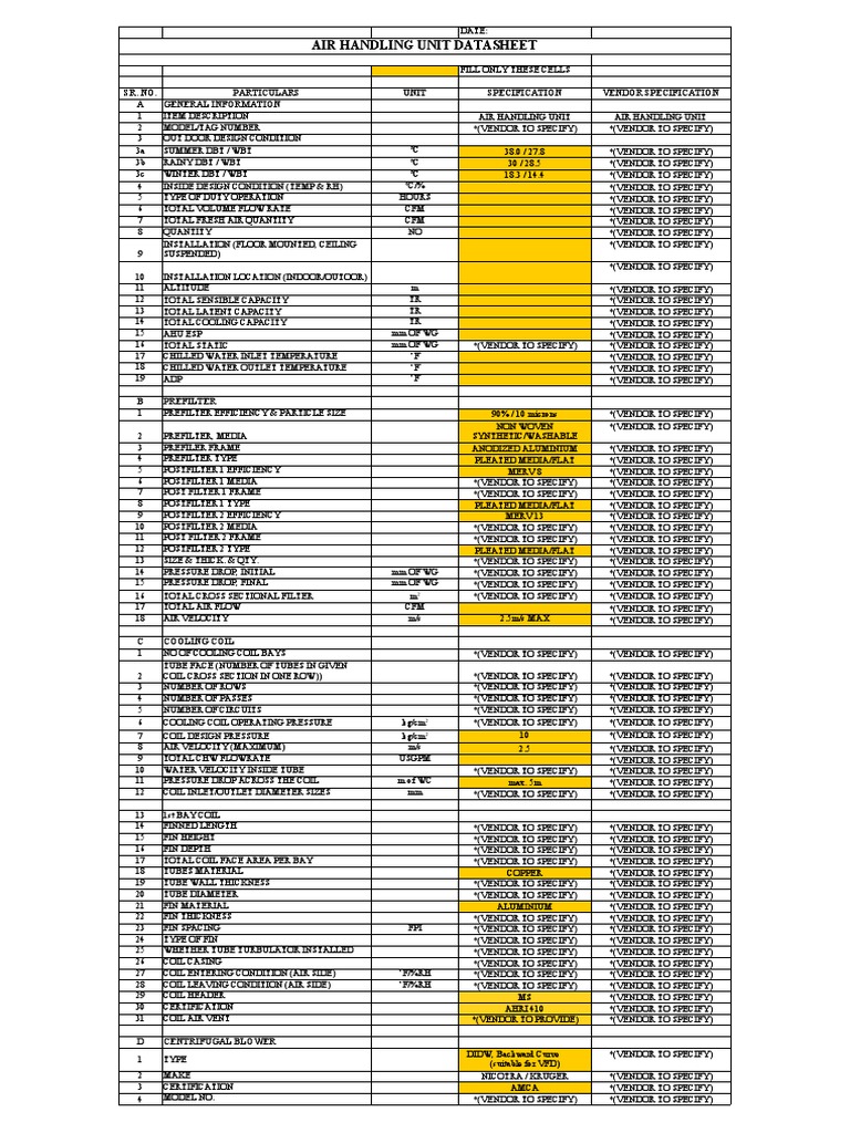 Air Handling Unit - CHW | PDF | Belt (Mechanical) | Manufactured Goods
