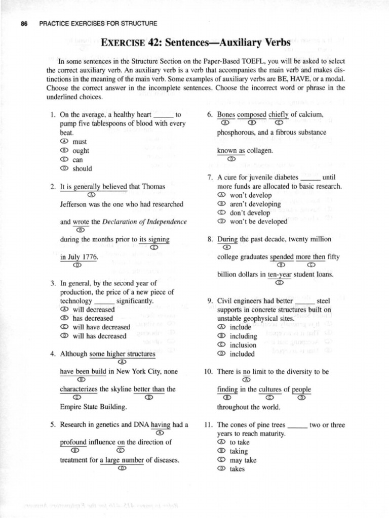Practice TOEFL Structure 2 | PDF | Verb | Linguistic Morphology