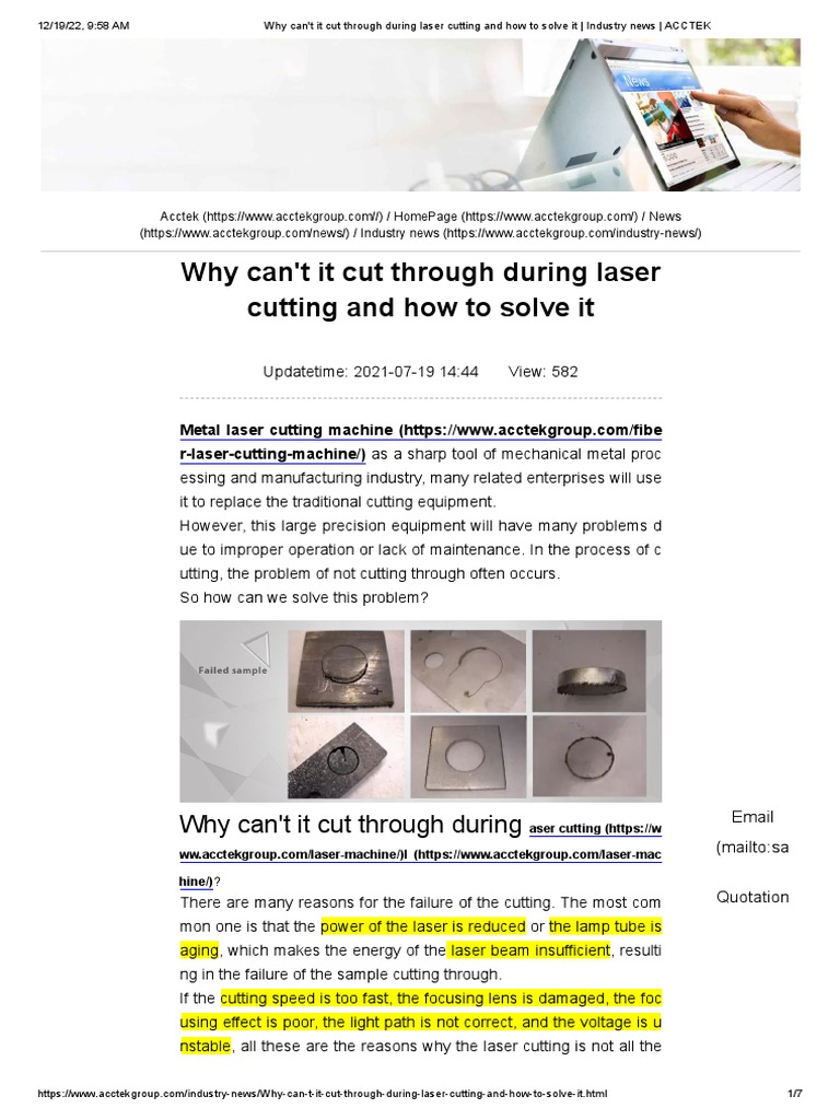 Why Can't It Cut Through During Laser Cutting and How To Solve It - Industry News - ACCTEK | PDF ...