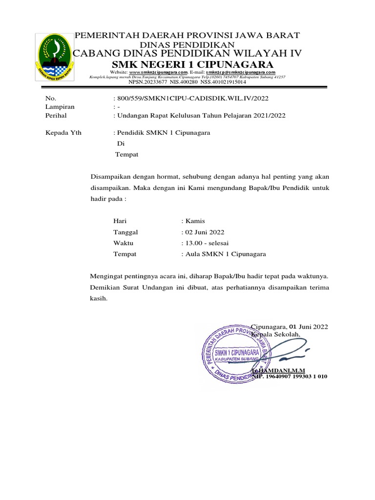 Undangan Rapat Kelulusan | PDF