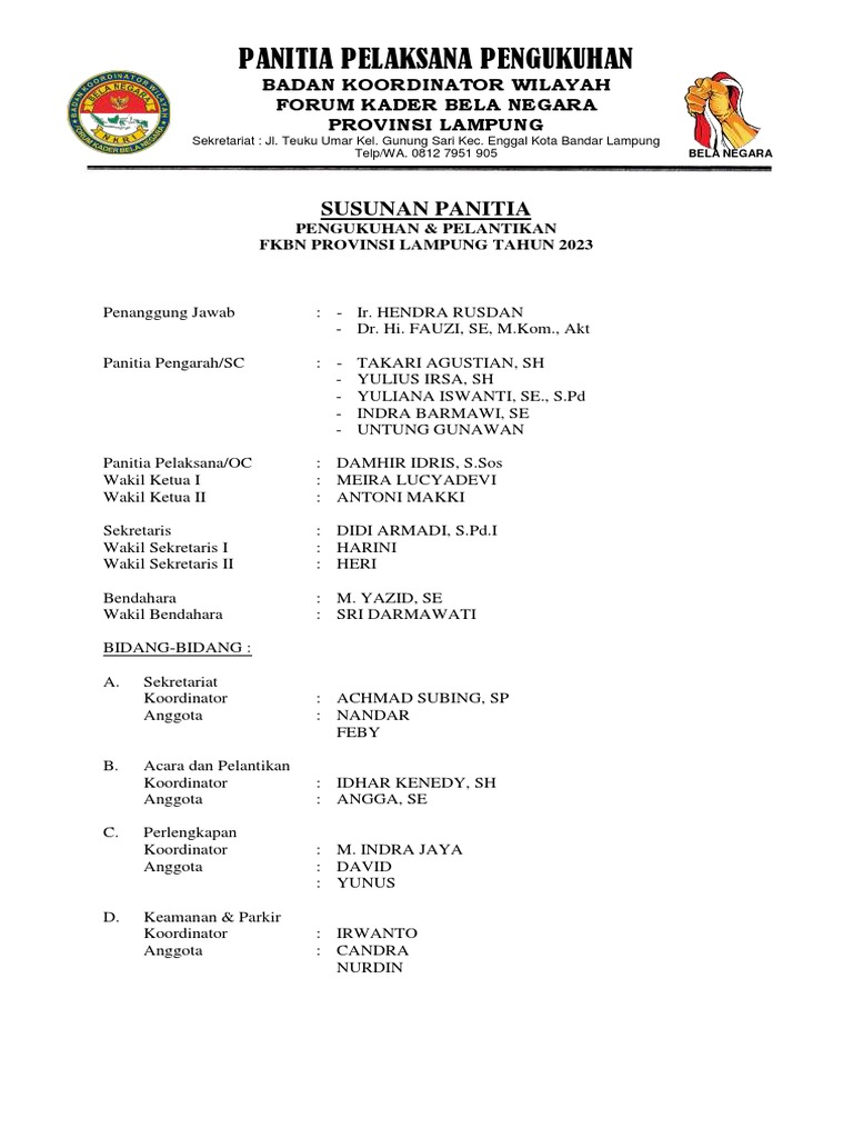 Susunan Panitia Pelantikan | PDF