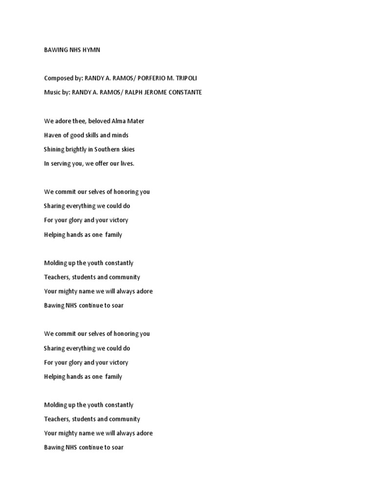Bawing Nhs Hymn Lyrics | PDF