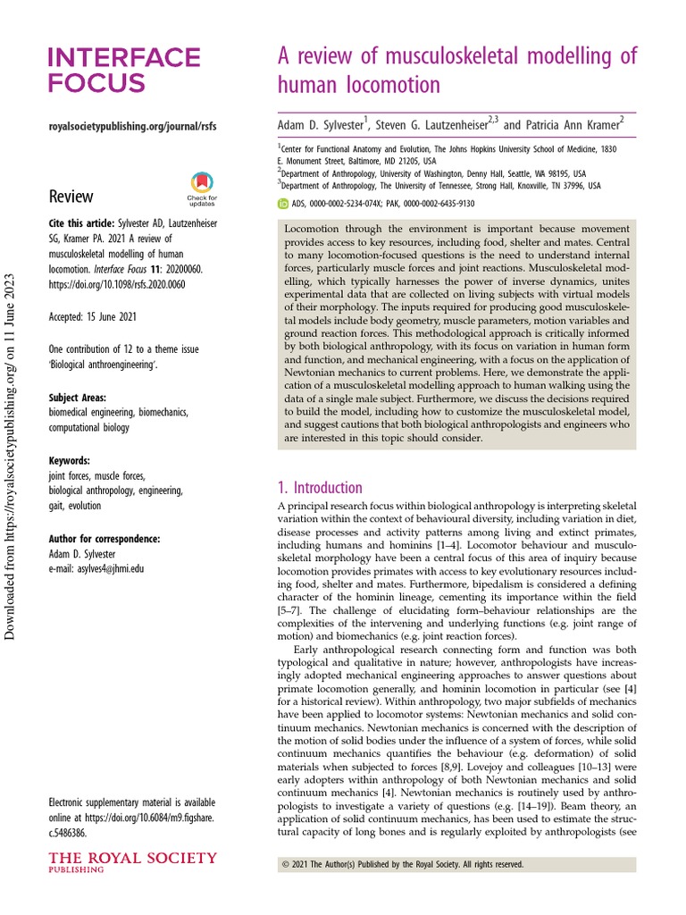2021 - A Review of Musculoskeletal Modelling of Human Locomotion | PDF