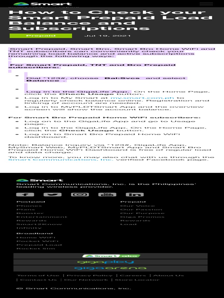 How To Check Your Smart Prepaid Load Balance and | PDF