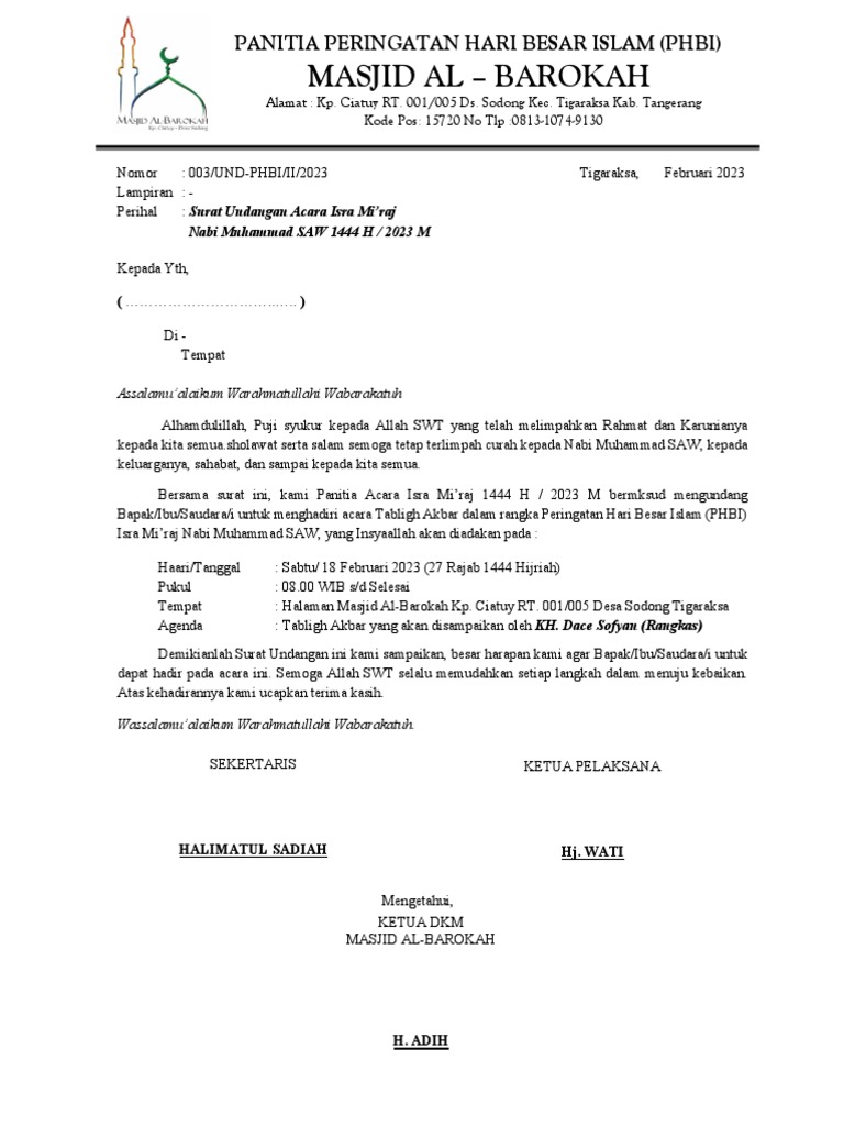 Undangan Acara PHBI | PDF