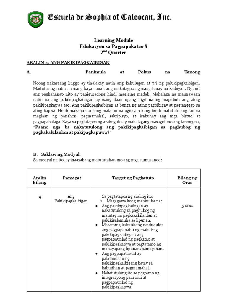 2ndQ - ESP - Learning Module - Week4 | PDF