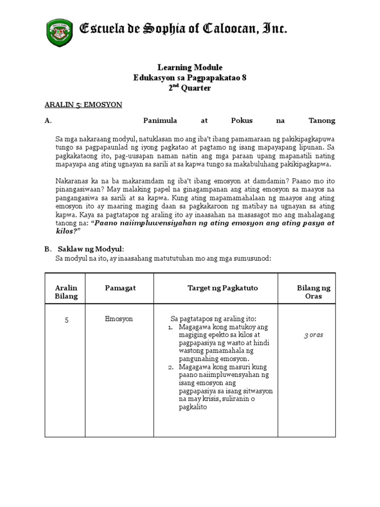 2ndQ - ESP - Learning Module - Week5 | PDF