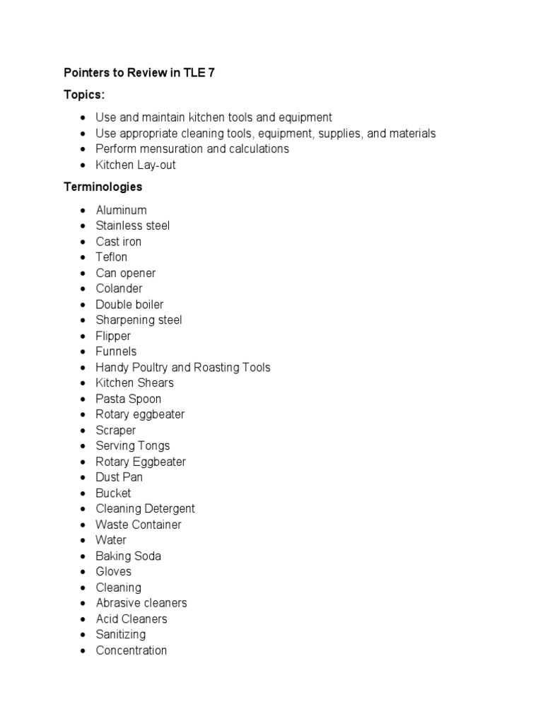 TLE 7 Review Pointers and Topics | PDF