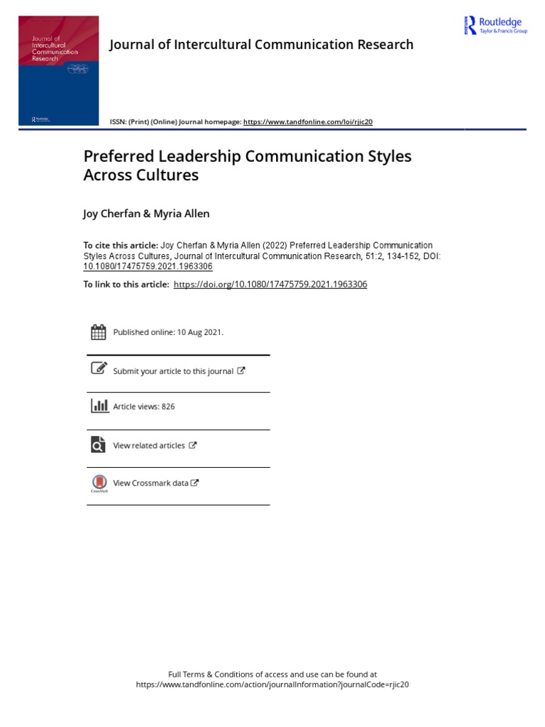 Preferred Leadership Communication Styles Across Cultures. Journal of Intercultural ...