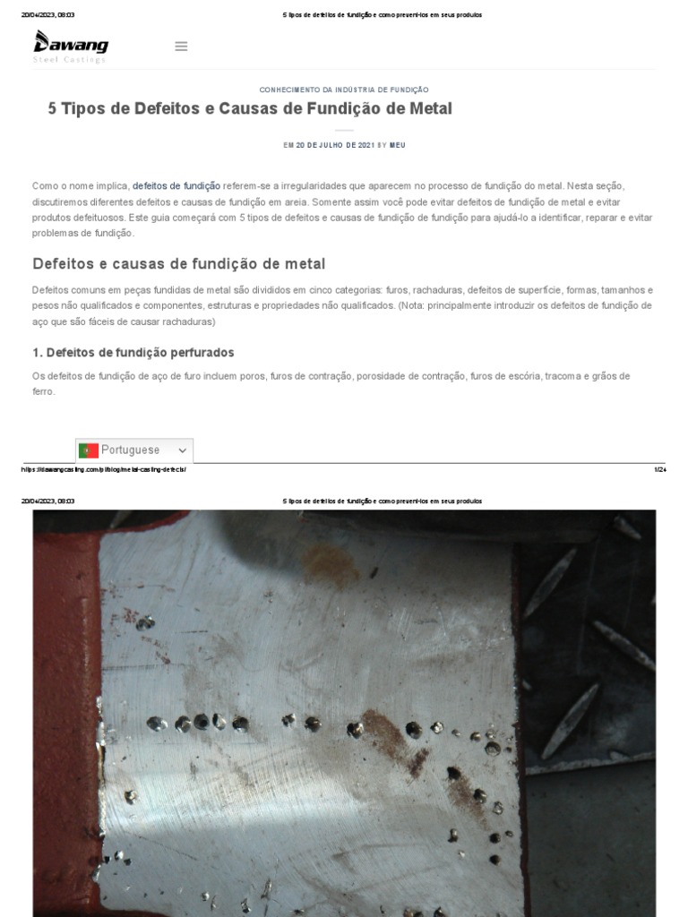 5 Tipos de Defeitos de Fundição e Como Preveni-Los | PDF