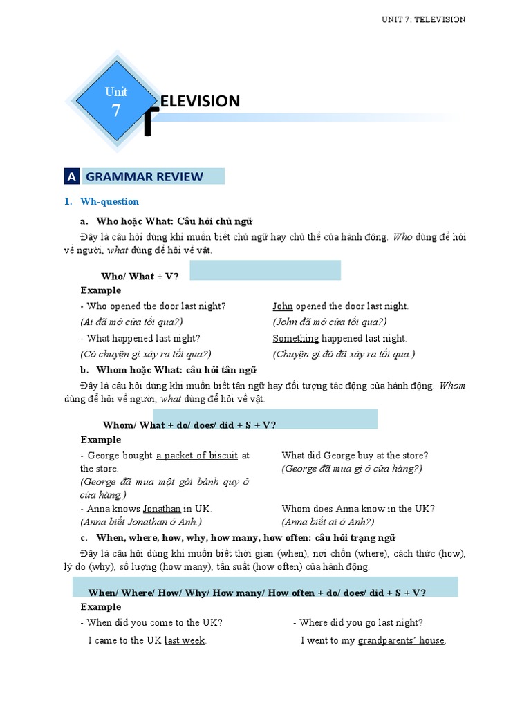 Unit 7 Bai Tap Trac Nghiem Tieng Anh 6 Tap 2 Dai Loi Bui Van Vinh | PDF