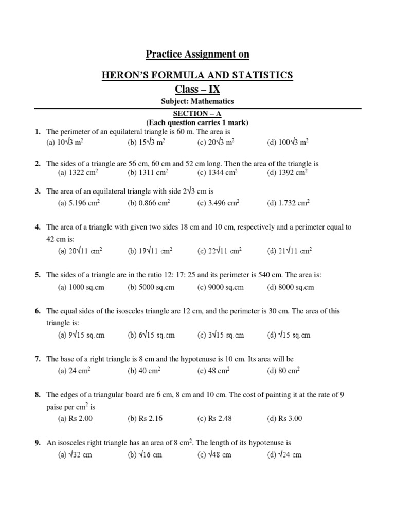 Mathematics Worksheet For Class 9 PT2 Examination | PDF | Home & Garden | Science & Mathematics