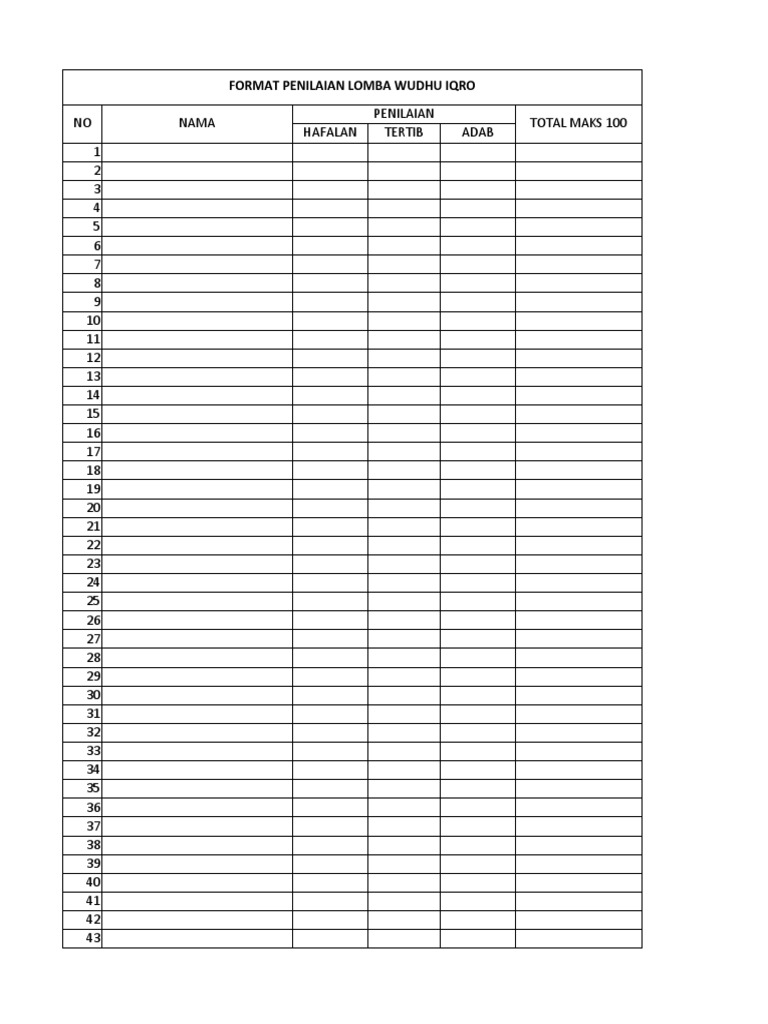 Format Penilaian Lomba TPQ | PDF