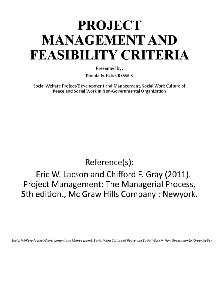 Project Management and Feasibility Criteria | PDF | Feasibility Study ...