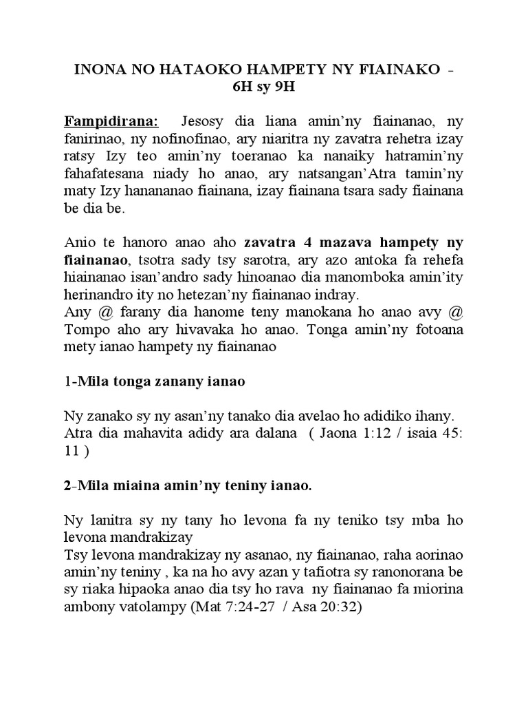 Inona No Ataoko 06 08 2023 | PDF Inona No Ataoko 06 08 2023 | PDF