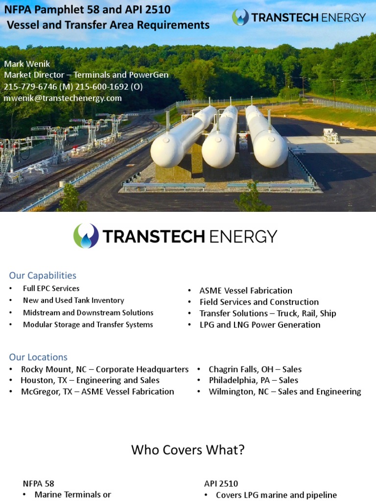 NFPA 58 & API 2510 - Vessel & Transfer Area Requirements - 2019 Update ...