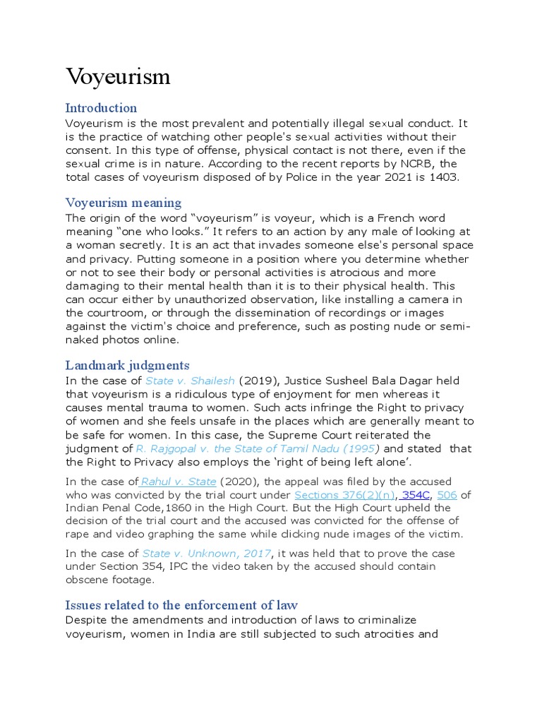 Voyerism and Stalking | PDF | Stalking | Crimes