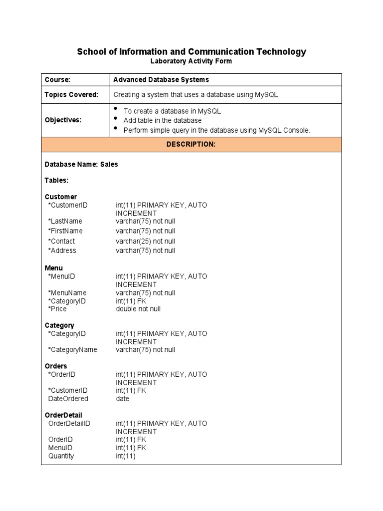 Activity No. 1 - SQL Command | PDF | Databases | Sql