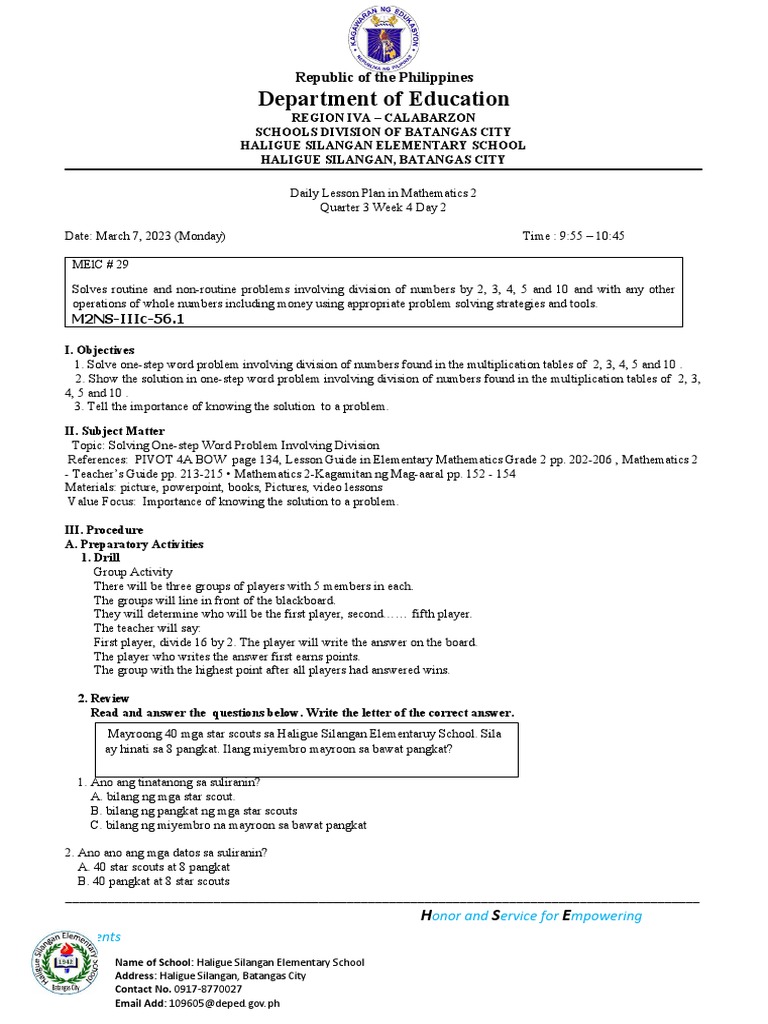 q3 DLP Math Wk4d2 | PDF | Mathematics | Learning