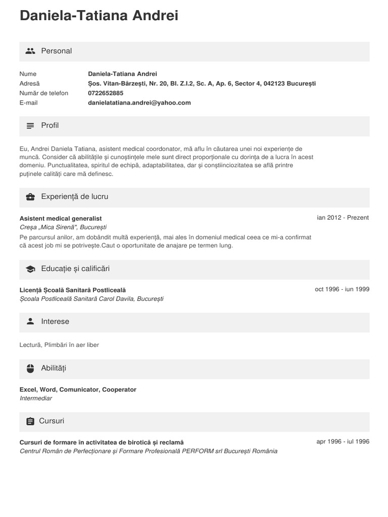 CV Daniela-Tatiana Andrei | PDF