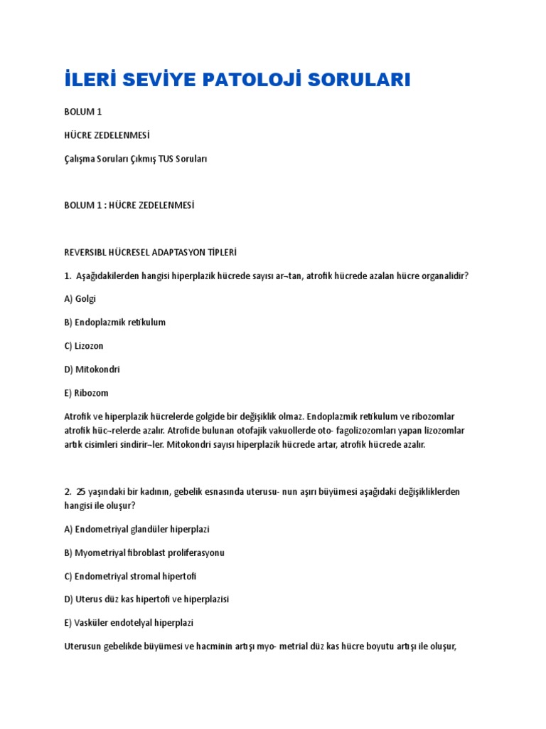 Patoloji Soru 1 | PDF