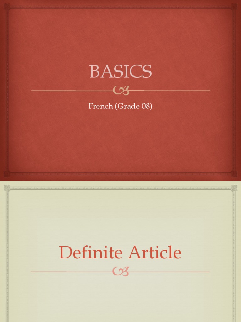 French Grade 08 - Basics | PDF | Grammatical Gender | Grammatical Number
