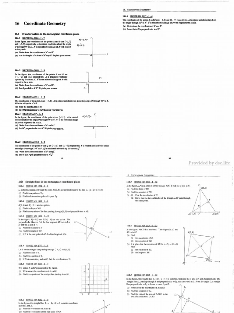 Coordinate Geometry: Provided by Dse - Life | PDF