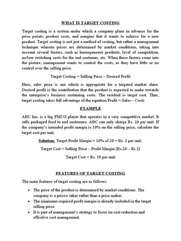 Target Costing | PDF Target Costing | PDF