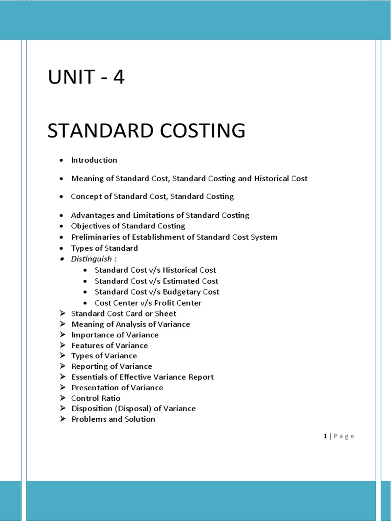 Standard Costing Variance Analysis | PDF | Cost | Subtraction