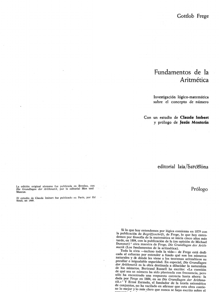 Fundamentos de La Aritmetica Frege | PDF