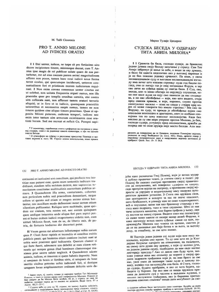 Ciceronis Pro Milone Oratio Ciceron Bese | PDF