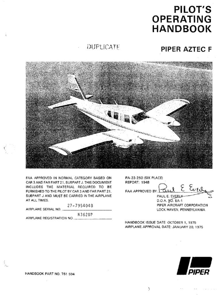 Piper Aztec F POH | PDF