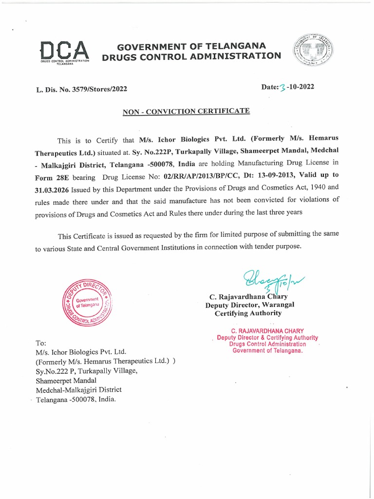 Non Conviction Certificate 03.10.2022 | PDF