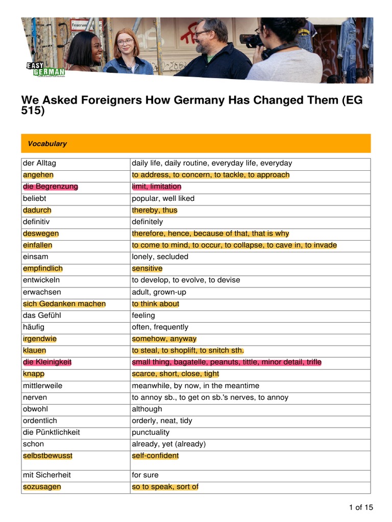 Easy German 515 - We Asked Foreigners How Germany Has Changed Them | PDF