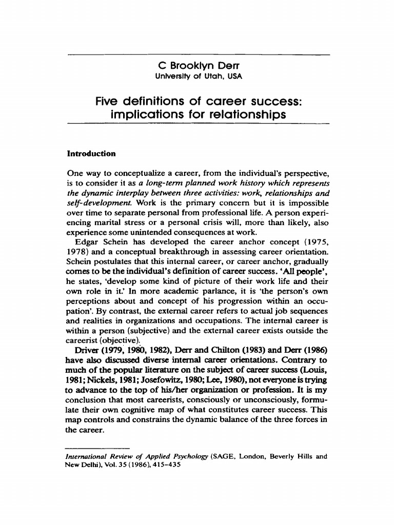 5 Definisi Career Success Derr | PDF | Career & Growth