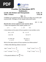 Mock Exam Question Paper PMT-2022 | PDF | Equations | Geometry