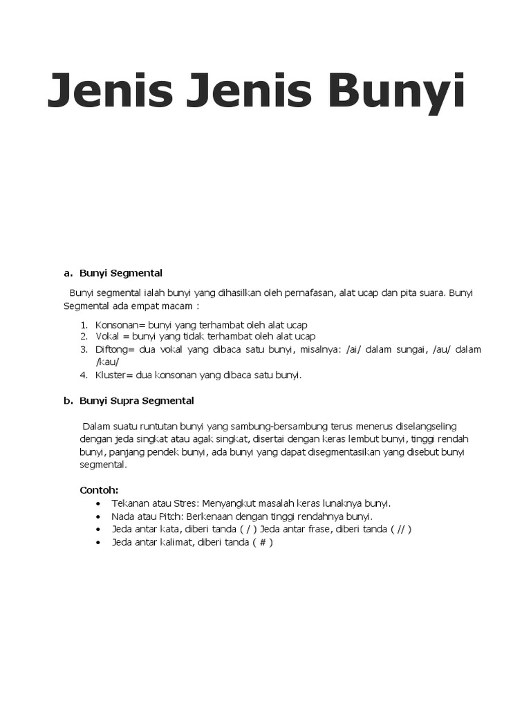 Jenis Bunyi Segmental | PDF
