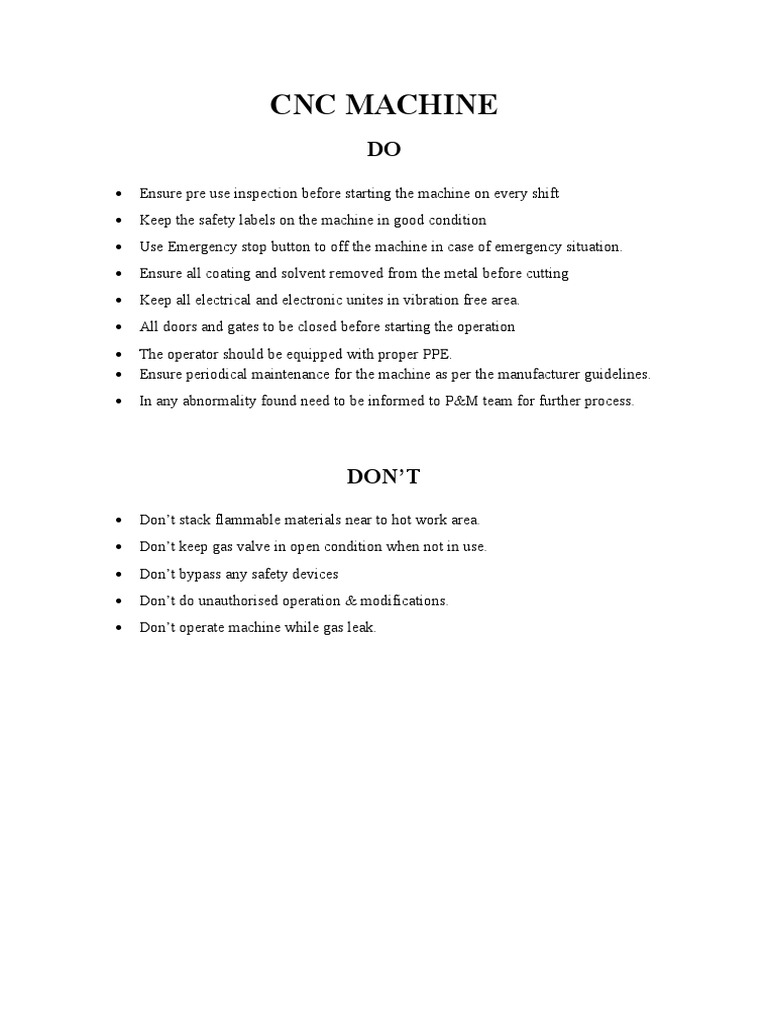 CNC Machine Do's & Dont's | PDF