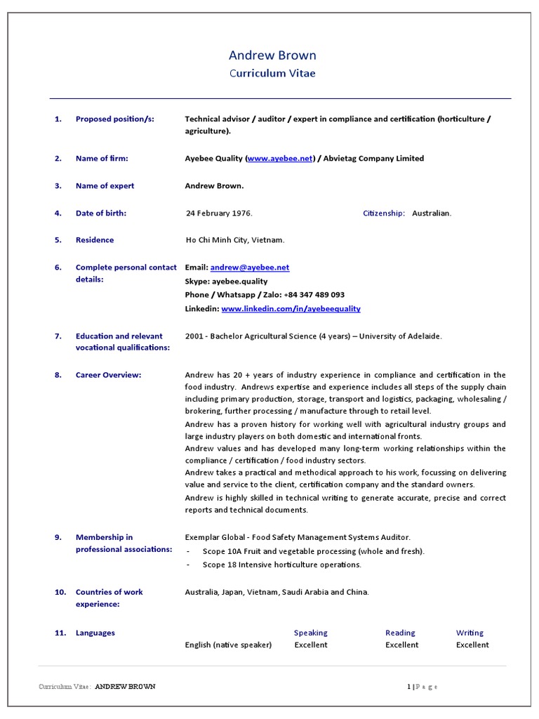 CV Andrew Brown August 2023 | PDF