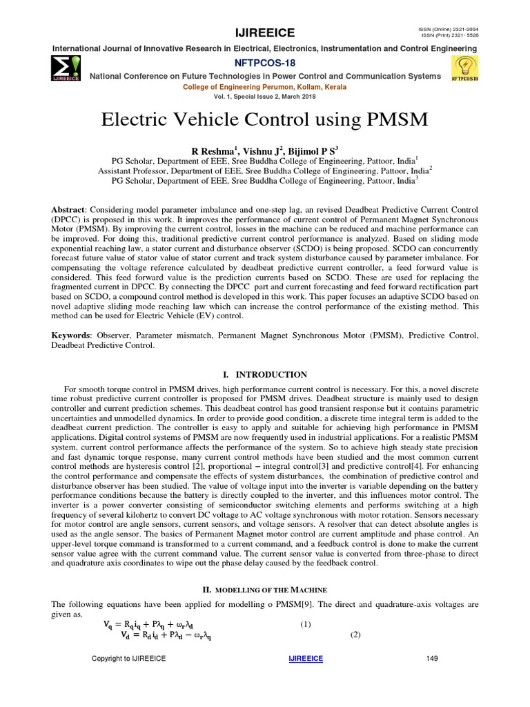 Electric Vehicle Control Using PMSM | PDF